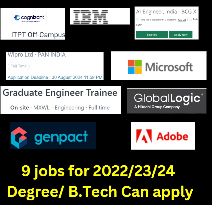 9 Jobs for Degree/ B.Tech candidates - placementdriveinsta.in